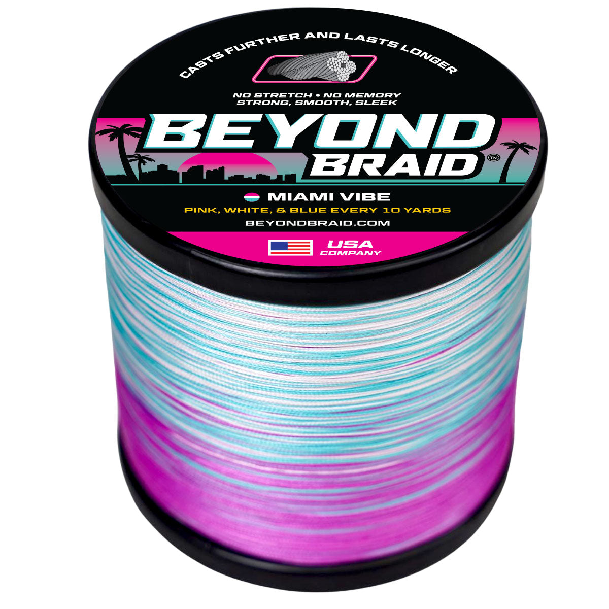 Beyond Braid Miami Vibe - Pink, White, & Blue – Trophy Cat Tackle